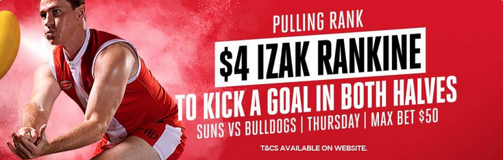Ladbrokes' Pulling Rank Offer – $4.00 Odds for Izak Rankine to kick a ...